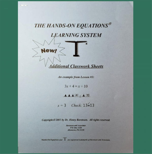 Hands-On Equations Additional Classwork Sheets Digital Download ...