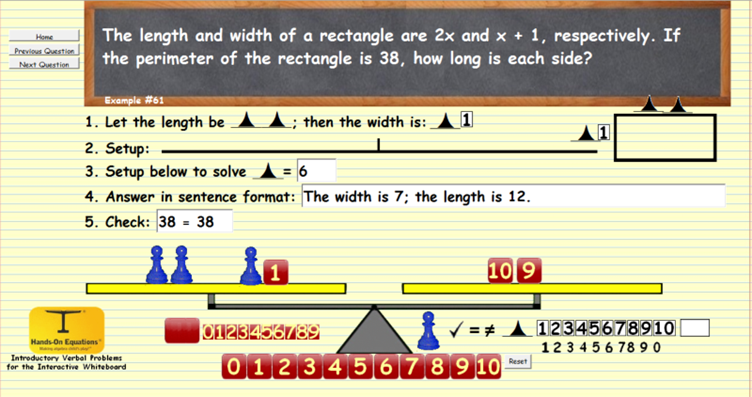 Hands-On Equations Introductory Verbal Problems for the Interactive ...